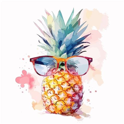 Premium Vector Pineapple Wearing Glasses Concept Illustration