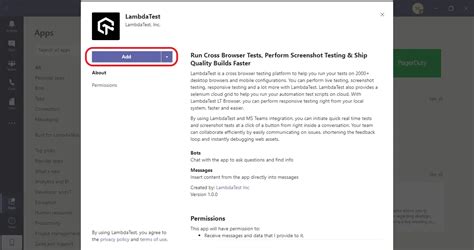 Microsoft Teams App Integration Lambdatest