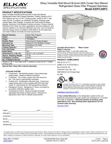 Elkay Ezstl8sfc Versatile Wall Mount Bi Level Ada Cooler Non Filtered