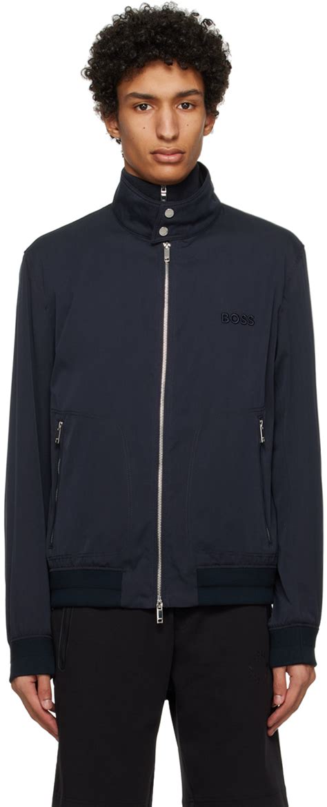 Boss Navy Stand Collar Jacket Boss