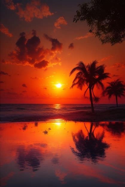 Premium Ai Image Beautifull Sun Set Scean