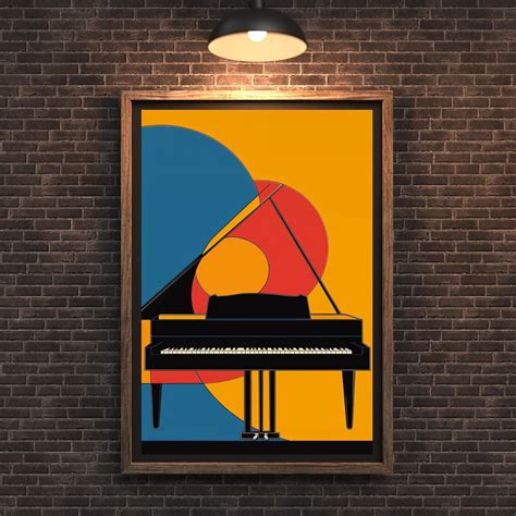7 Modern Abstract Piano Art Print Minimalist Retro Geometric Music