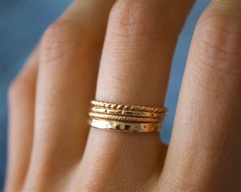 Minimalist Rings Stackers Stackable Bands Handmade Dianty Gold