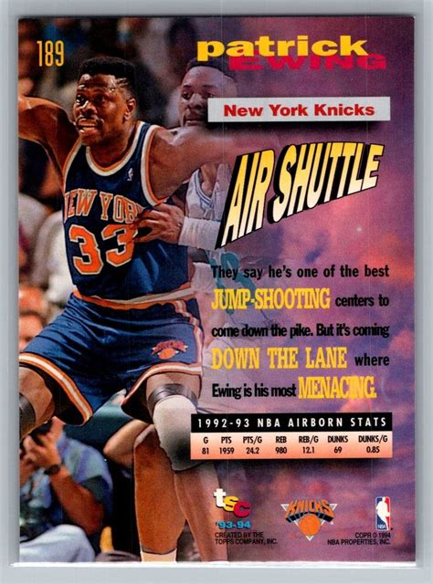 1993 94 Stadium Club 189 Patrick Ewing New York Knicks Ebay Uk