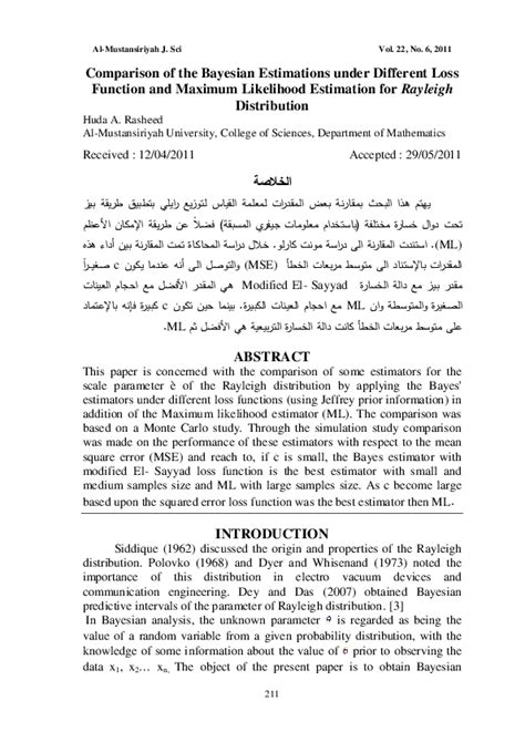 Pdf Comparison Of The Bayesian Estimations Under Different Loss