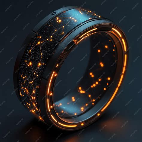 Futuristic Ring With Constellation Design And Glowing Lights Premium