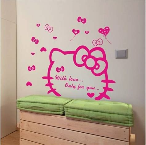 Cute Hello Kitty Cartoon Mural Decals Art Home Decor Removable Diy Wall