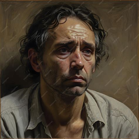 Premium Photo A Melancholic Man His Downcast Eyes And Slumped Posture