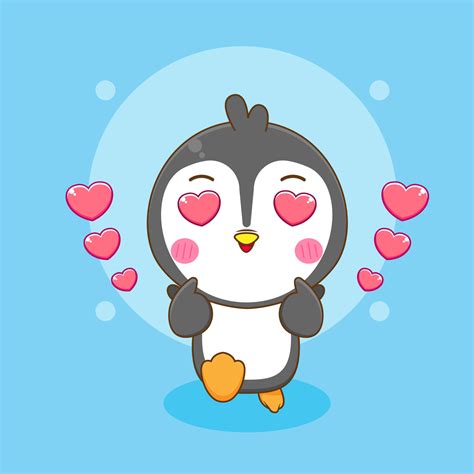 Cute Penguin Full Of Love Chibi Character Illustration 20918490 Vector