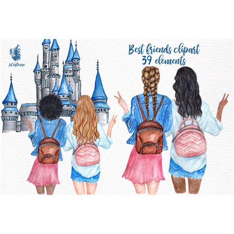 Best Friends Girls Clipart Graphic Png Friends Clipart Fri Inspire