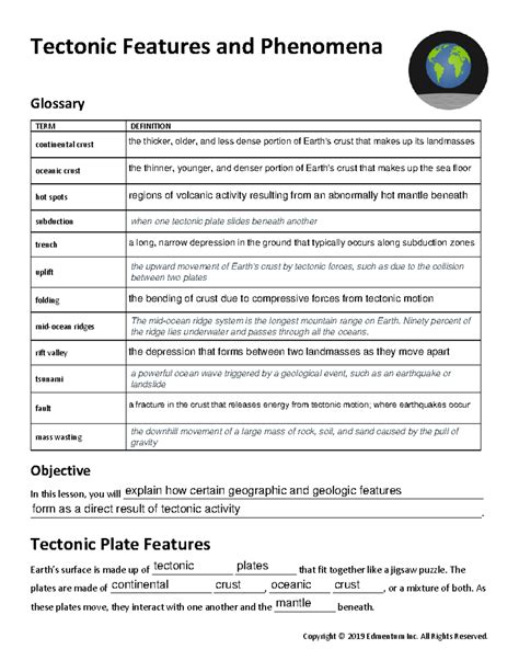 Geology Guided Notes Tectonic Features And Phenomena Overview Studocu