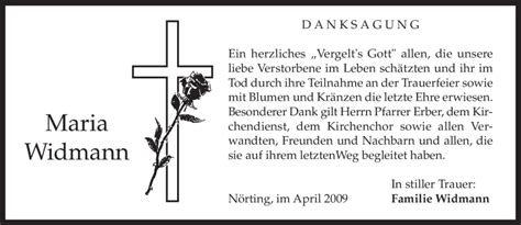Traueranzeigen Von Maria Widmann Trauermerkurde