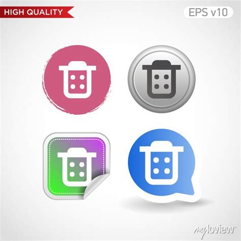 Delete Icon Button With Delete Icon Modern Ui Vector Wall Mural Murals Ashbin Bin Delete