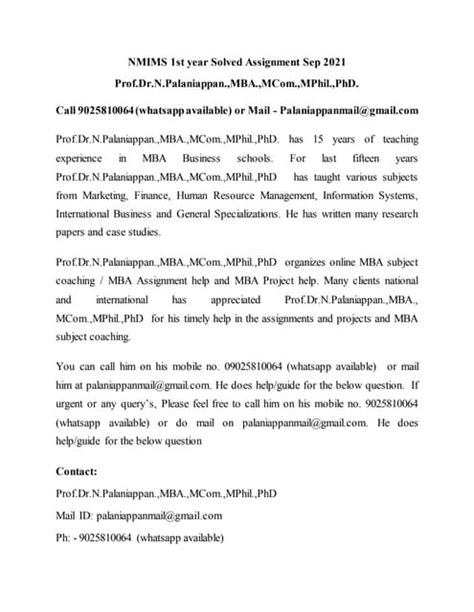 Nmims 1st Year Solved Assignment Sep 2021 Docx