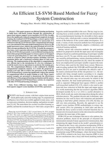 pdf an efficient ls svm based method for fuzzy system construction