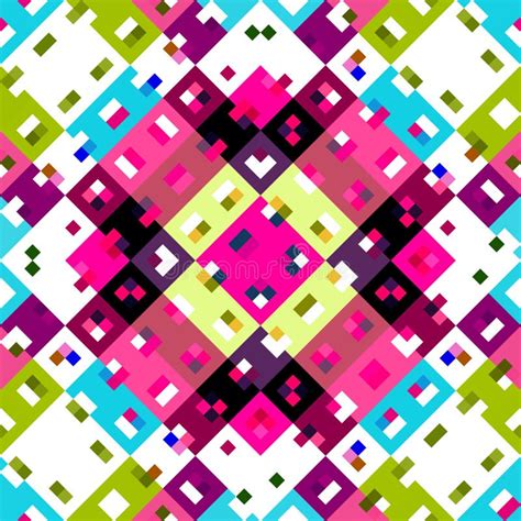 Kaleidoscopic Geo Pixel Pattern Playful Fun Pink Wallpaper Stock