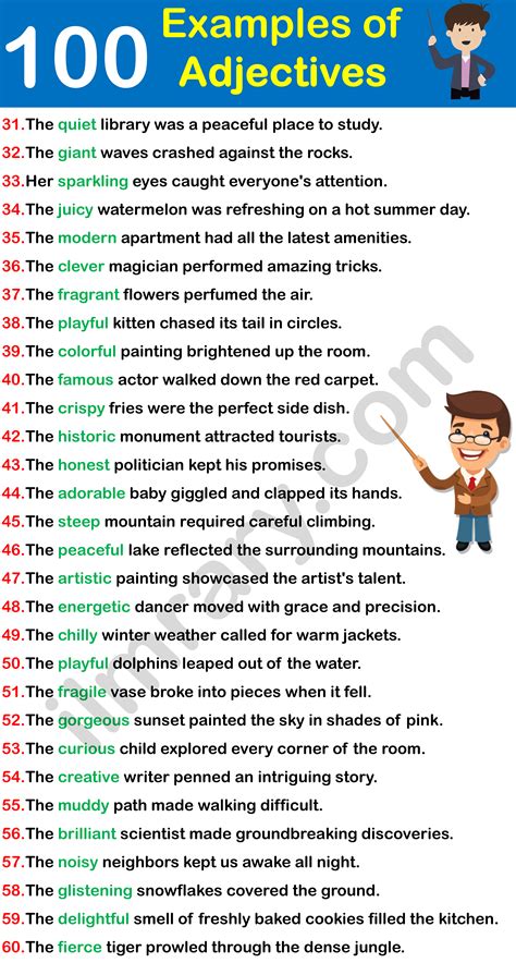30 Adjective Examples In Sentences 30 Sentences Using Adjectives Artofit