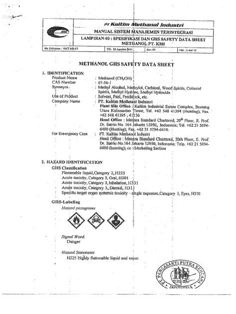 Msds Methanol Pdf