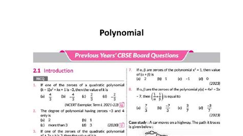 2 Polynomial Numbers Polynomial Previous Cbse Board Questions 2