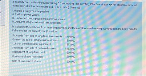 Solved A ﻿classify Each Activity Below By Writing 0 ﻿for