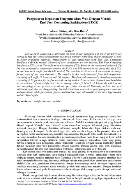 pdf pengukuran kepuasan pengguna situs web dengan metode end user