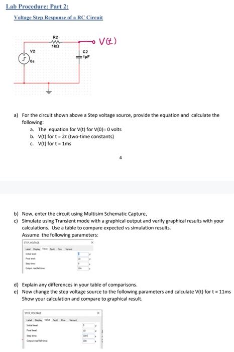 Solved Lab Procedure Part 1 Source Free Rc Circuit Vt