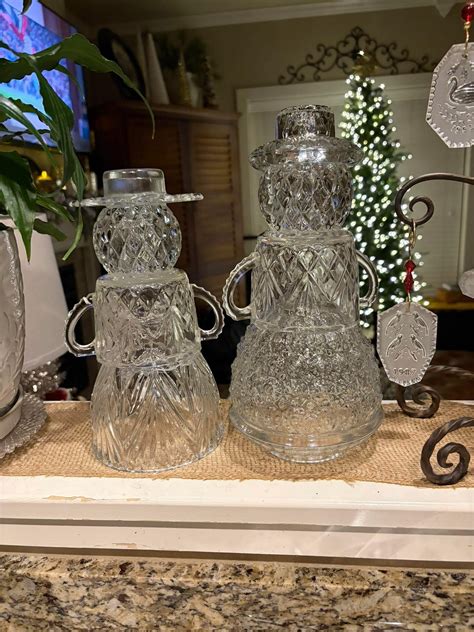Mrs Check Out These Adorable Snowmen Made Of Thrifted Glassware Ive