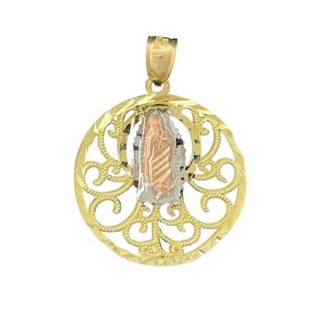 10kt Tri Color Virgin Mary Pendants Tear Drop Style