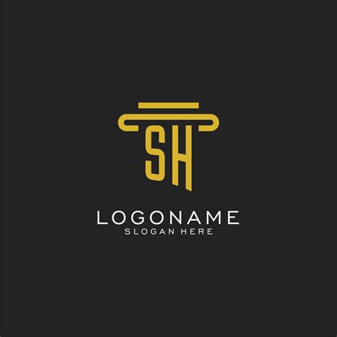 Sh Initial Logo With Simple Pillar Style Design 15163657 Vector Art At