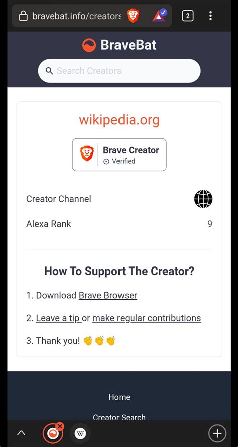 So According To This Brave Site Wikipedia Is Verified Creator But When