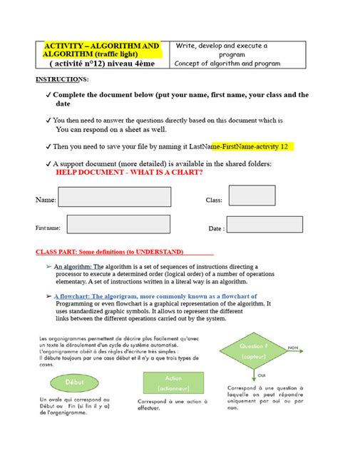 Activity 12 Algorithm And Flowchart Traffic Light Pdf Traffic Light