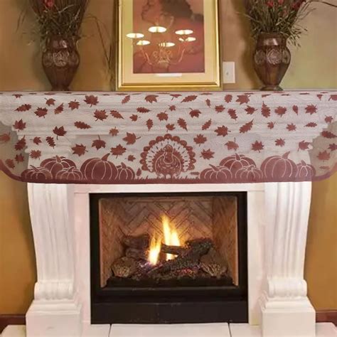 Thanksgiving Mantle Scarf For Fireplace Decorations Lace Mantel Cover Runner