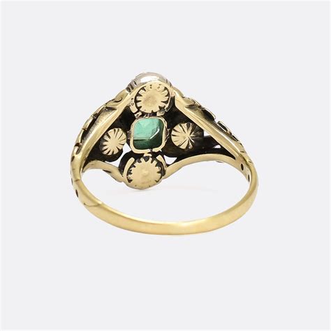 Mid Victorian Emerald And Diamond Compass Point Cluster Ring Butter Lane Antiques
