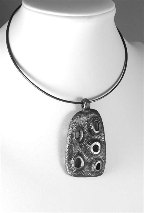 Vintage Pewter Necklace Pendant Choker Necklace 1970s Etsy