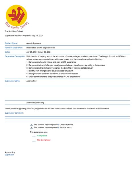 Cas Completion Form Pdf