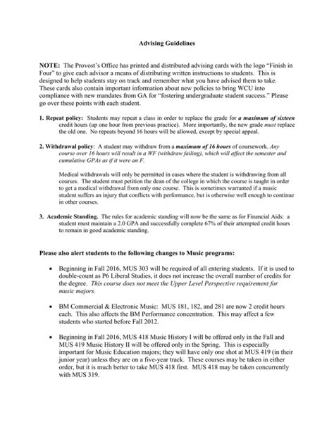 Advising Guidelines Note