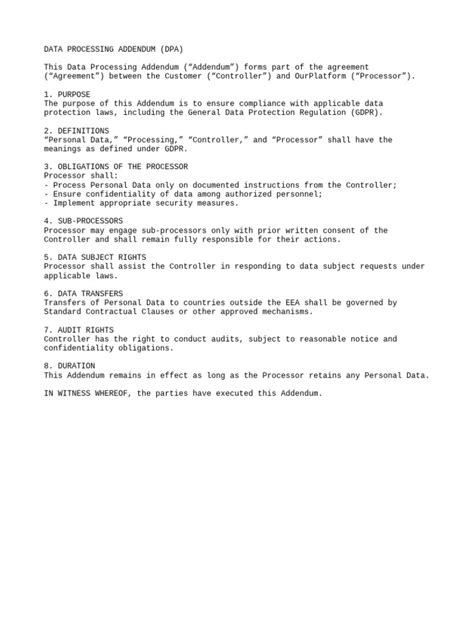 Data Processing Addendum Pdf
