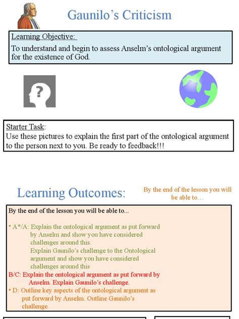 Lesson 2 Gaunilo And Anselm Pt 2 Pdf Existence Philosophy