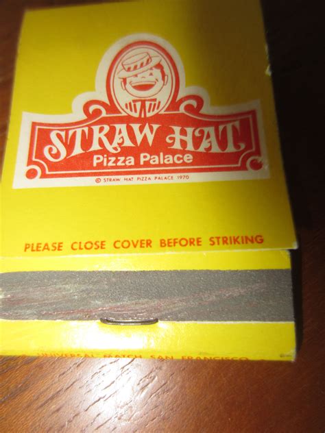 Vintage Straw Hat Pizza Matchbook