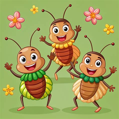 Cute Cockroaches Dancing To Hawaiian Dance Vector Design Premium Ai Generated Image
