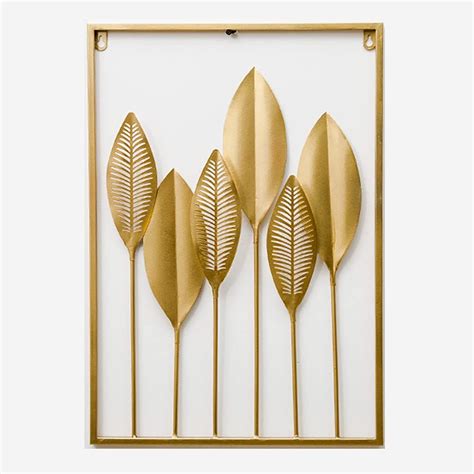 Yzdtech Gold Metal Wall Decor 24 X 16 Golden Leaf Wall Hanging Decor