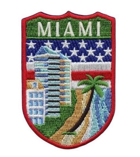 Miami Florida Shield Patch 3 Inch Iron On Badge Travel Usa Souvenir