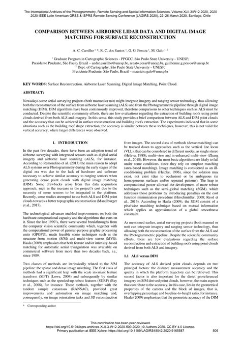 PDF COMPARISON BETWEEN AIRBORNE LIDAR DATA AND DIGITAL IMAGE MATCHING FOR SURFACE RECONSTRUCTION