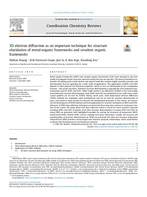 Pdf 3d Electron Diffraction As An Important Technique For Structure Elucidation Of Metal