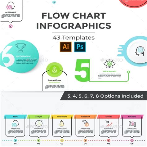 Set Of Flow Chart Infographics Masterbundles