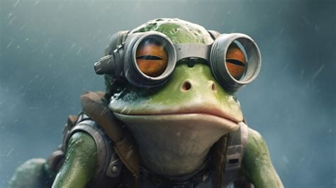 Premium Ai Image A Frog With A Helmet And Glasses