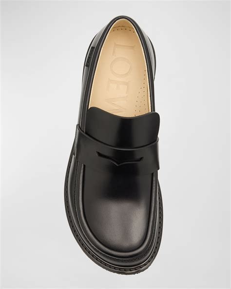 Loewe Blaze Leather Penny Loafers Neiman Marcus