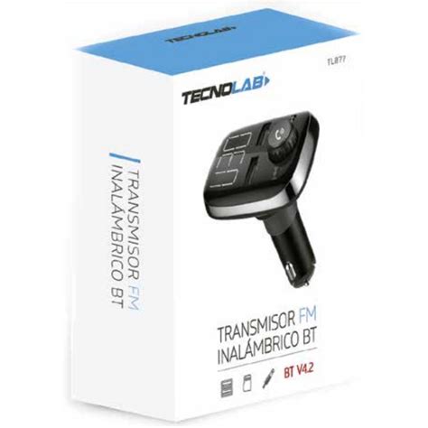 Ripley Transmisor Fm Bluetooth Manos Libres 2 Usb Negro Tecnolab