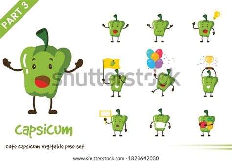 Vector Illustration Cartoon Cute Capsicum Vegetable Stock Vector