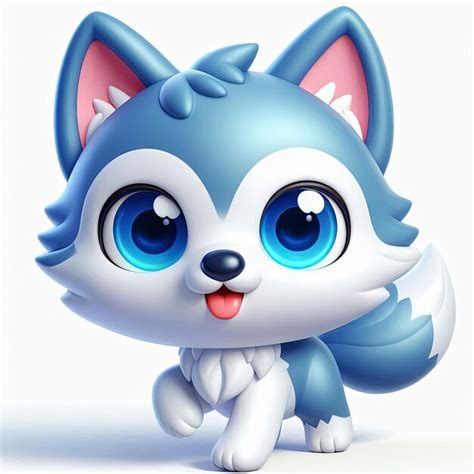 Adorable 3d Blue Wolf Cub Premium Ai Generated Image